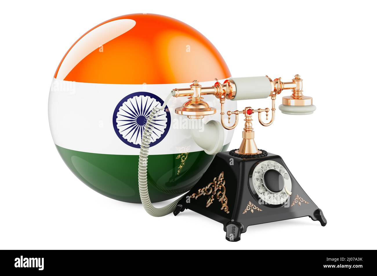 Phone with Indian flag. Communication services in India, concept. 3D ...
