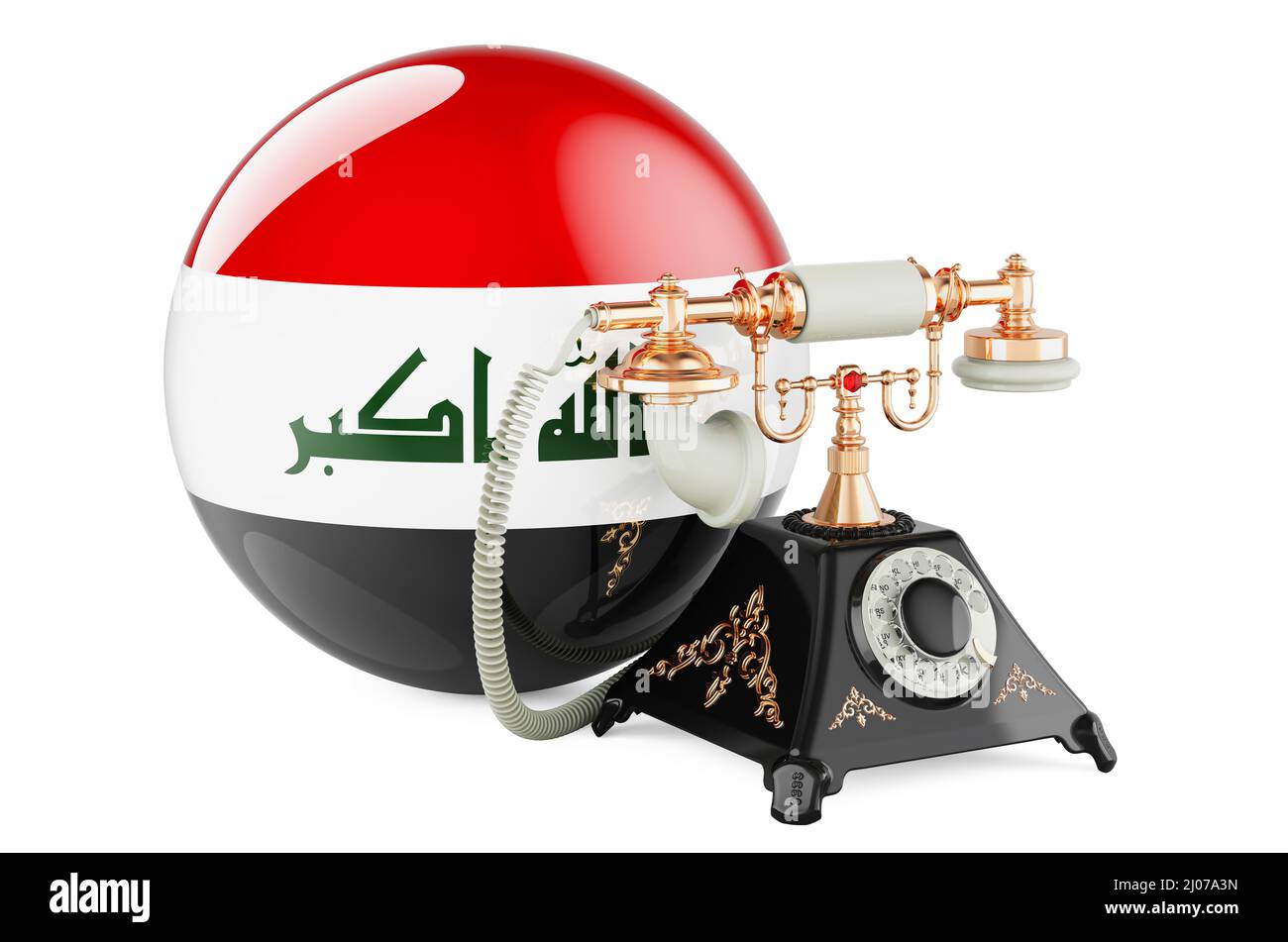 Phone with Iraqi flag. Communication services in Iraq, concept. 3D ...