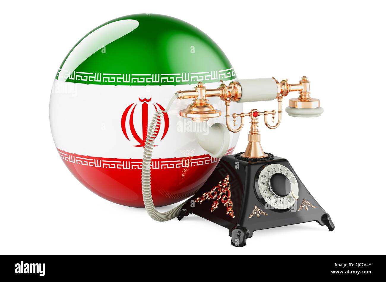 Phone with Iranian flag. Communication services in Iran, concept. 3D ...