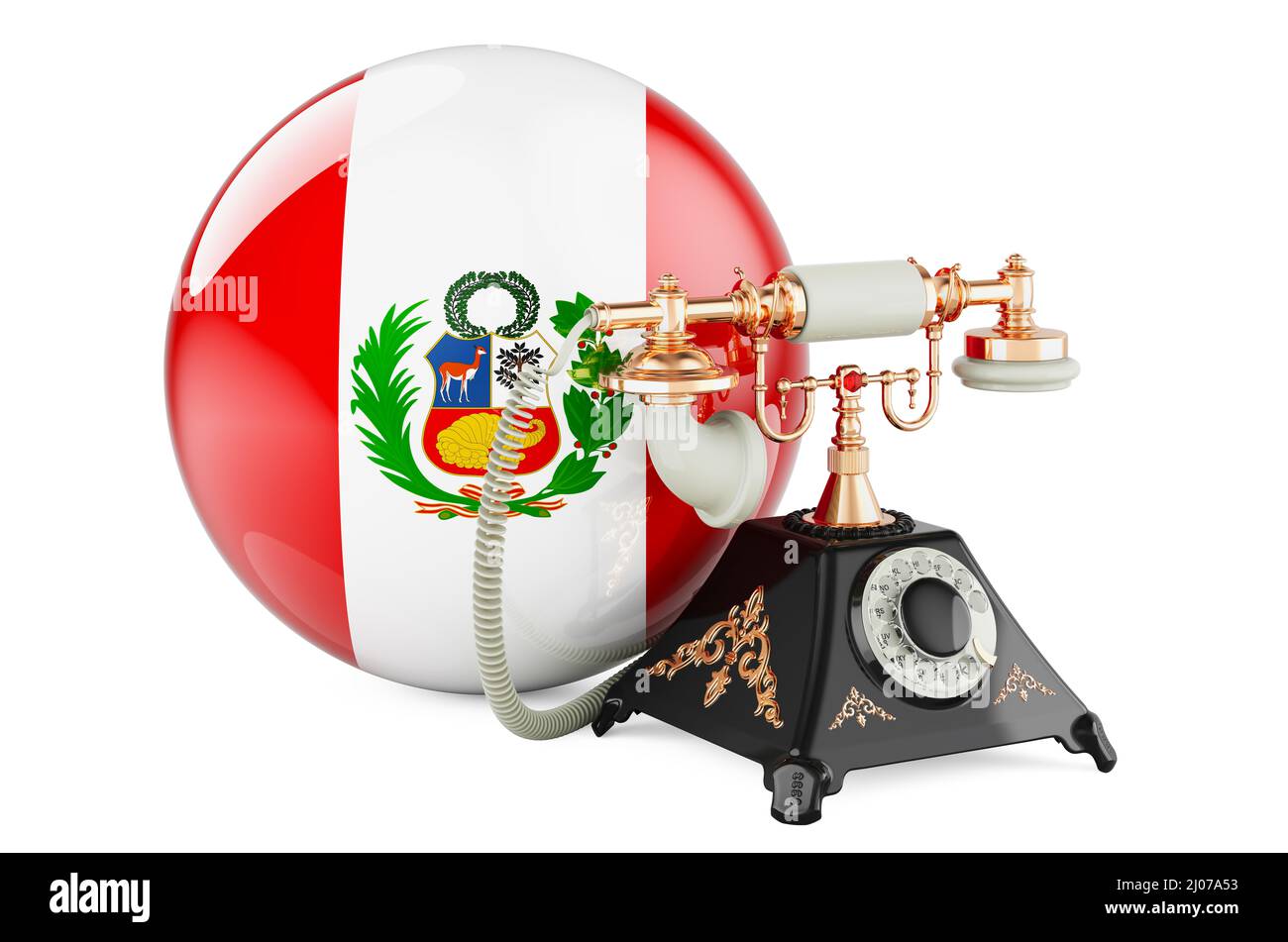 Phone with Peruvian flag. Communication services in Peru, concept. 3D ...