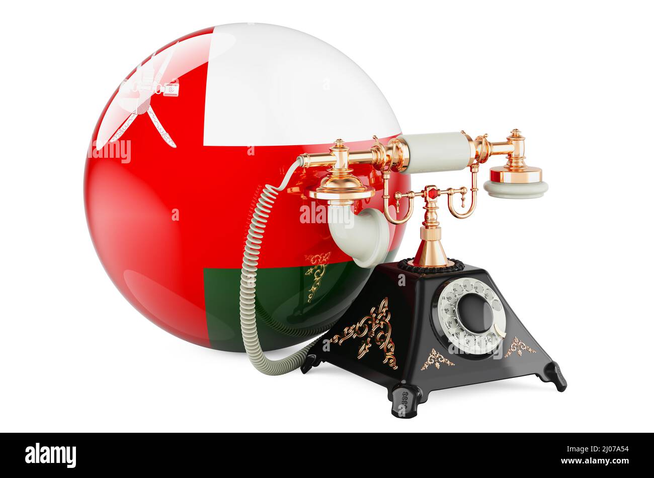 Phone with Omani flag. Communication services in Oman, concept. 3D ...