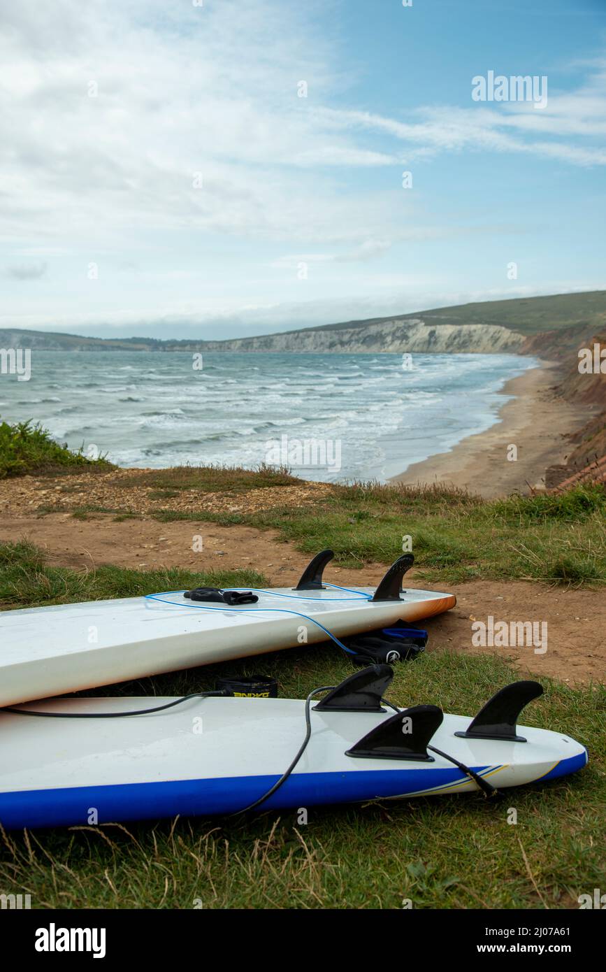 2 surfboards above a beach Stock Photo - Alamy