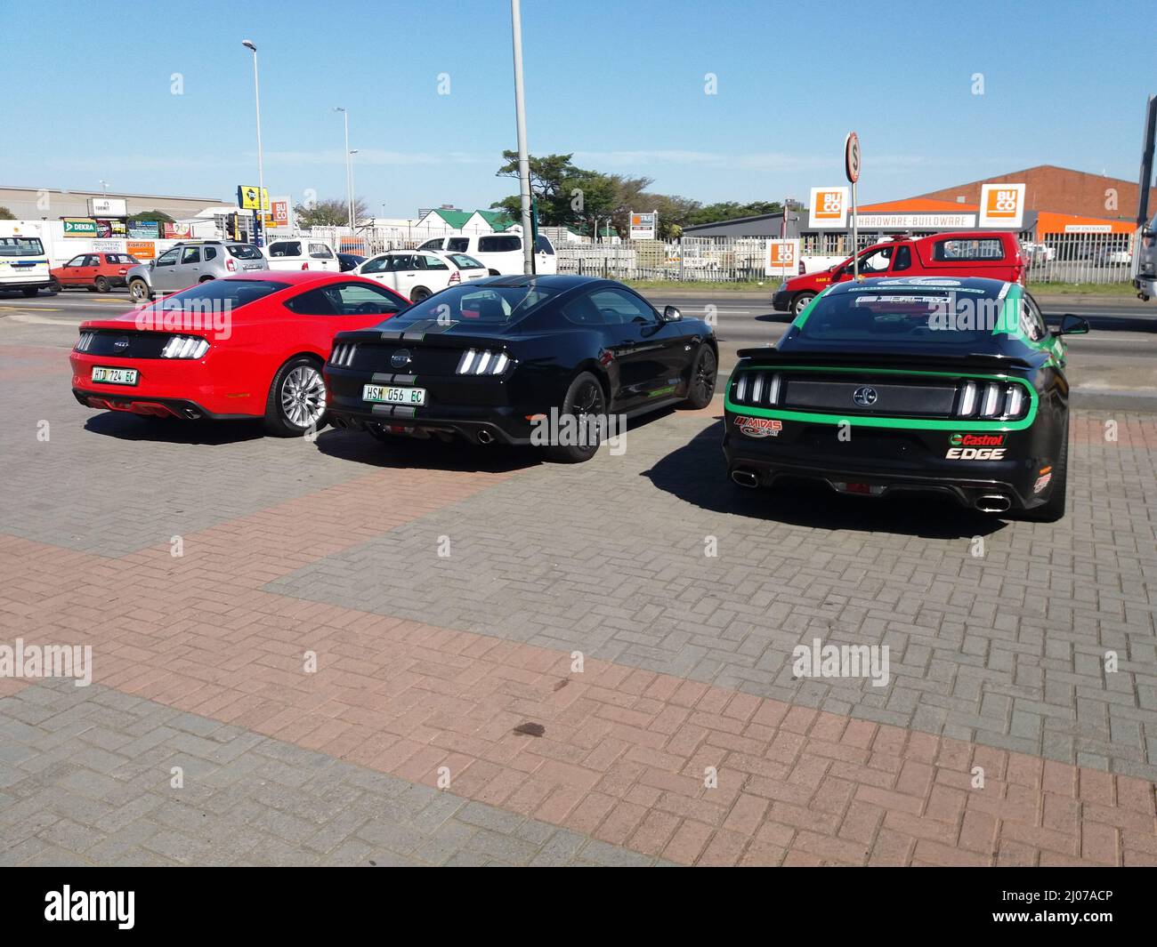 Ford Mustangs including a race car Mustang together at Ford East London ...