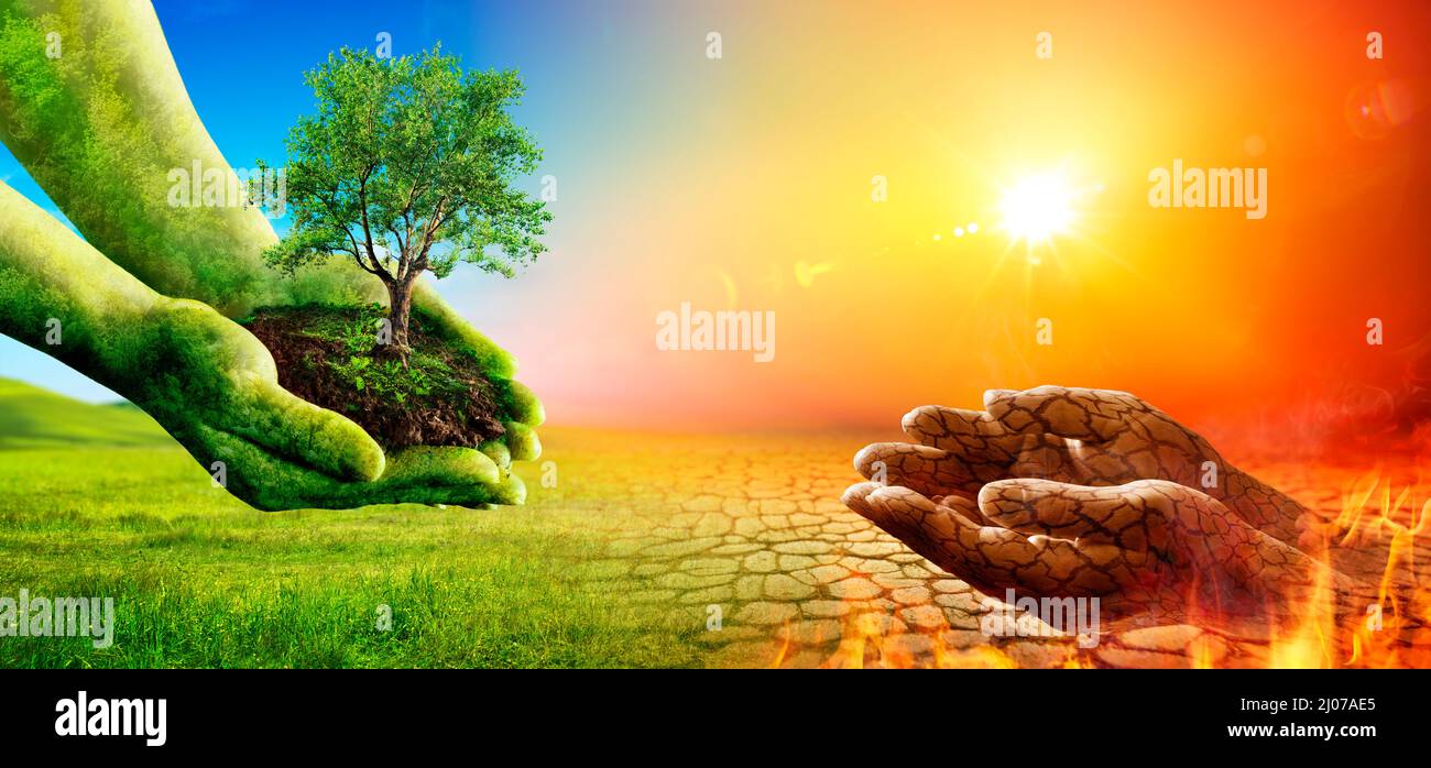 Drought Environment - Climate Change And Global Warming Concept - Green ...