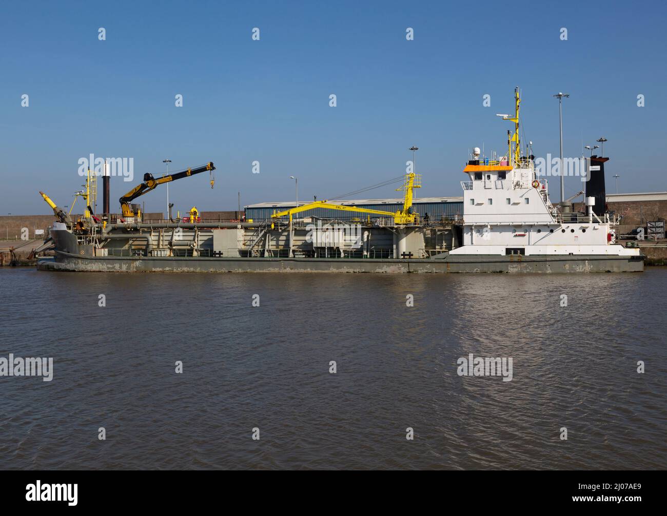 Sospan-Dau hopper dredger ship, River Yare quayside, Great Yarmouth ...