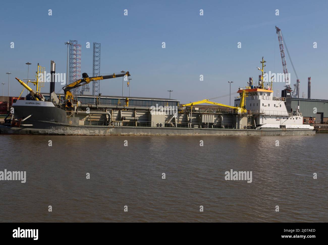 Sospan-Dau hopper dredger ship, River Yare quayside, Great Yarmouth ...