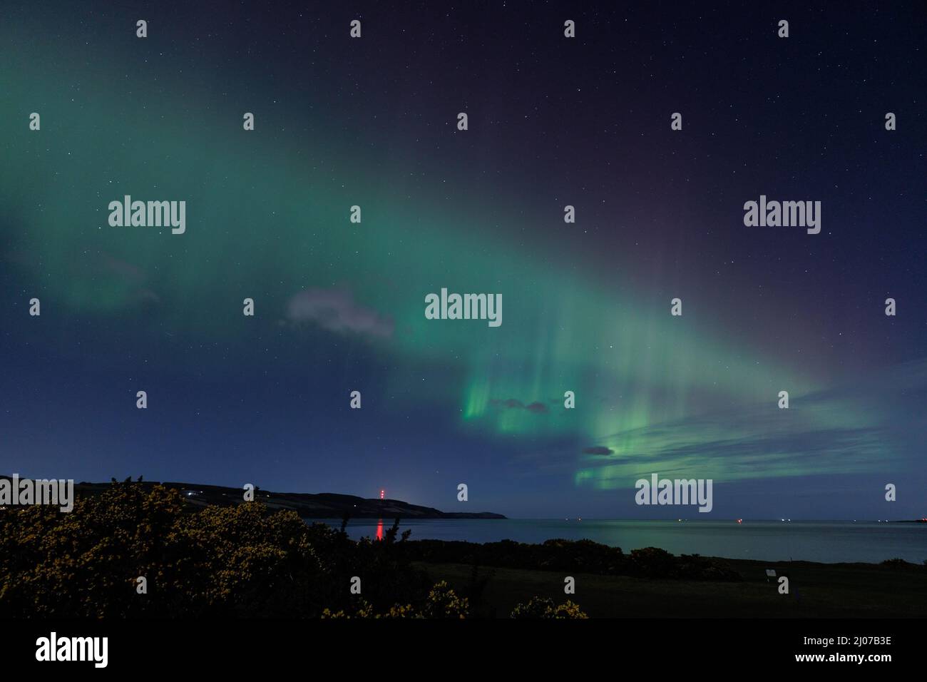 The Northern Lights (Aurora borealis) over the Scottish Highlands Stock ...