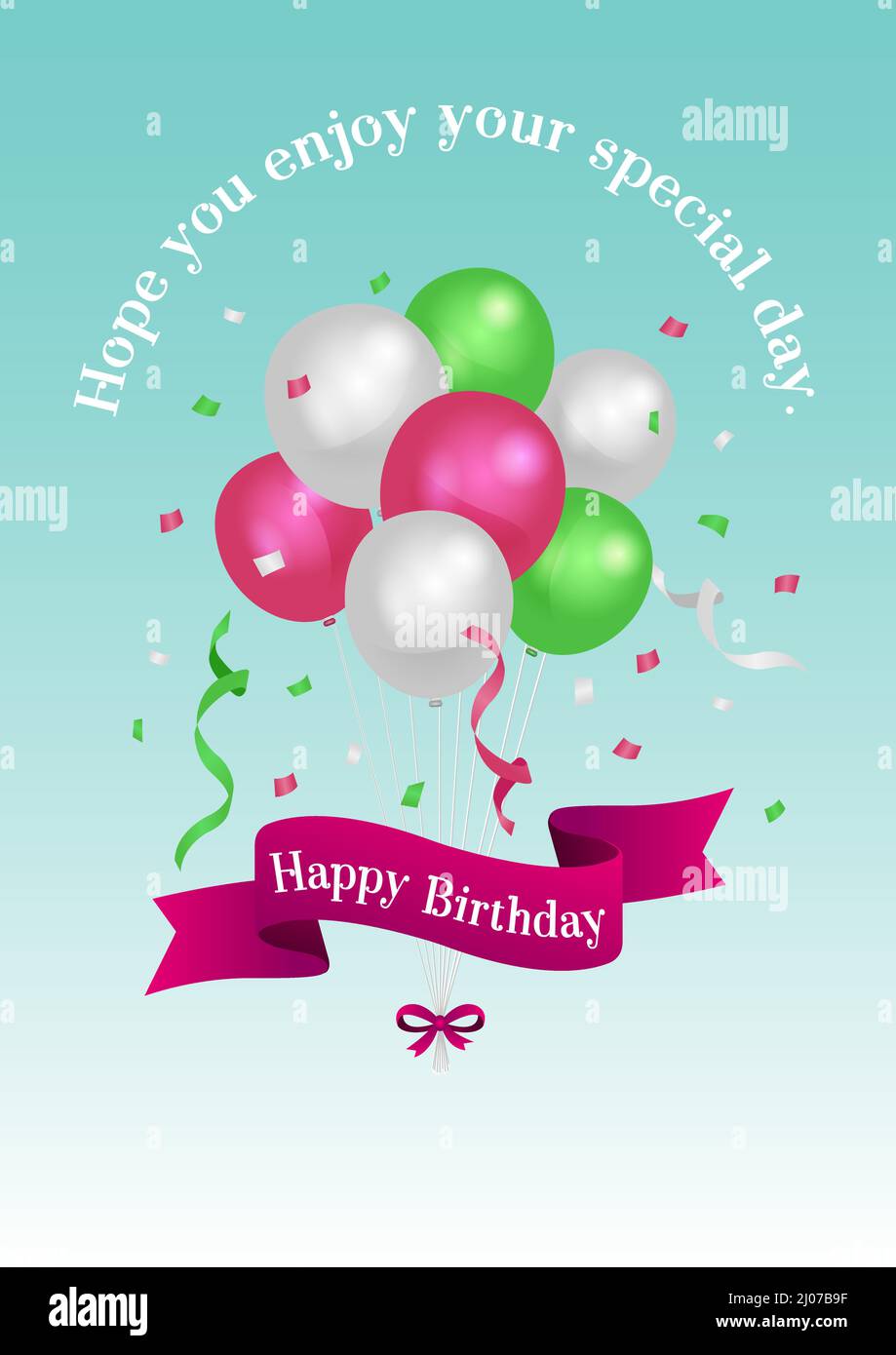 Happy Birthday card (portrait) template vector illustration Stock ...