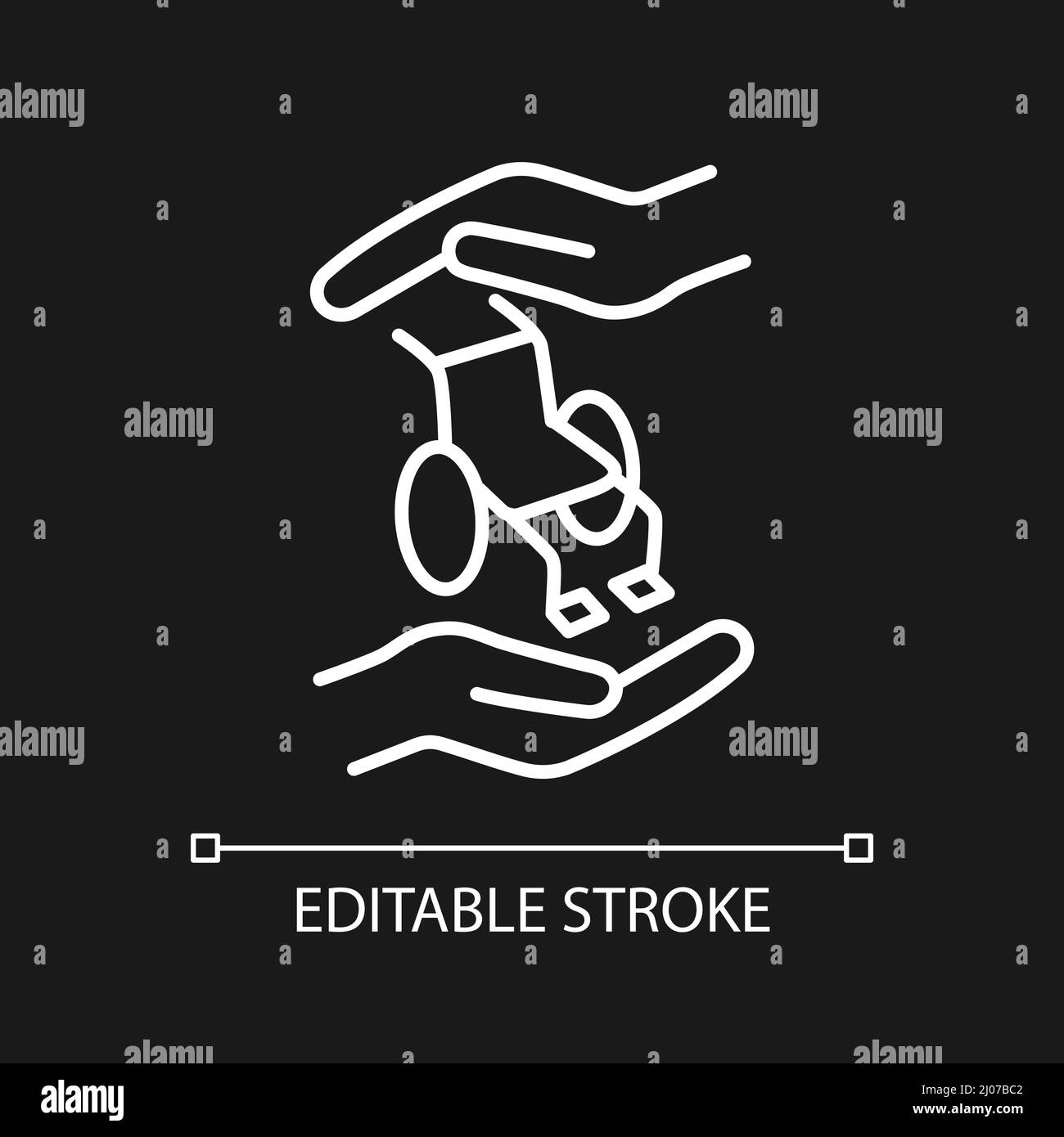 Support people with disabilities white linear icon for dark theme Stock ...