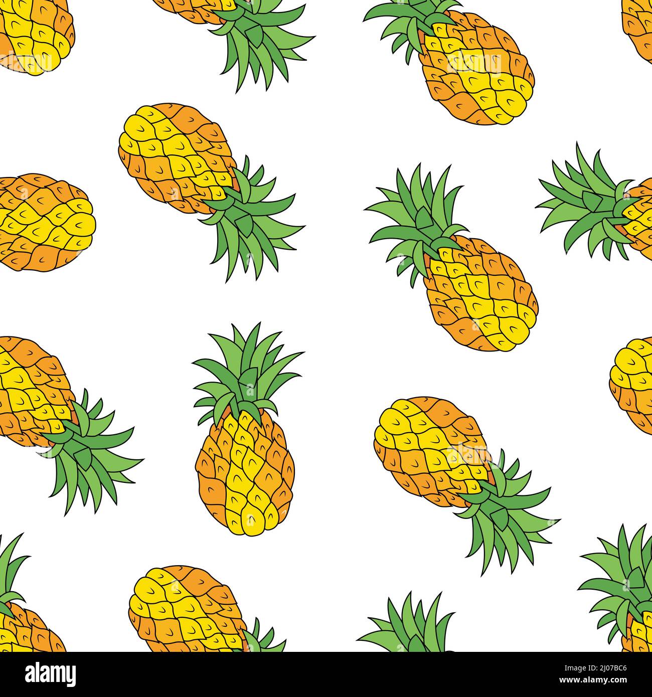 Seamless pattern with pineapples, flat vector illustration. For t-shirt ...