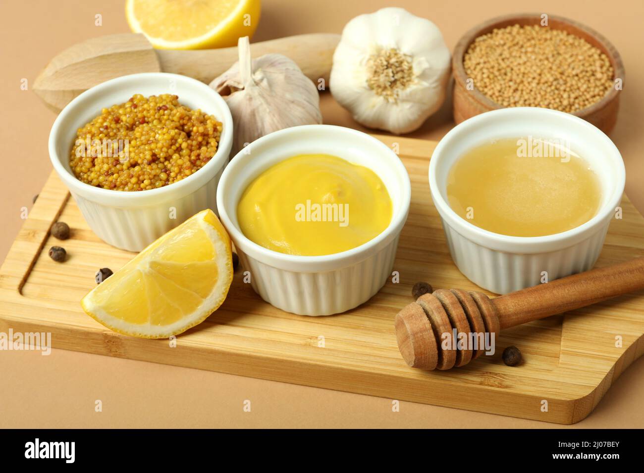 Concept of cooking honey mustard sauce, close up Stock Photo - Alamy
