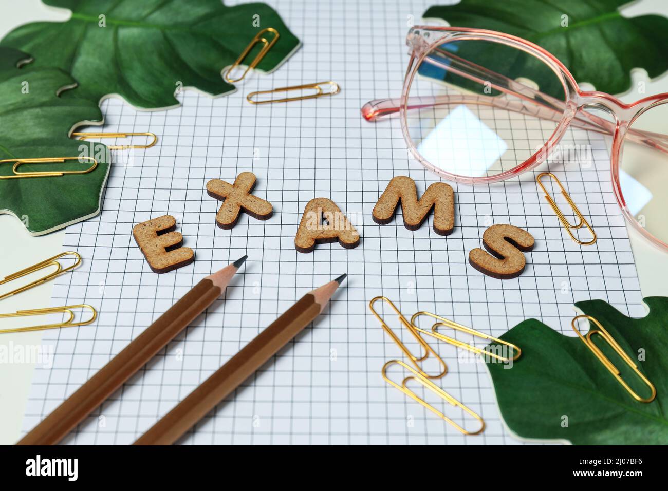 Concept of exams and tests, close up Stock Photo - Alamy