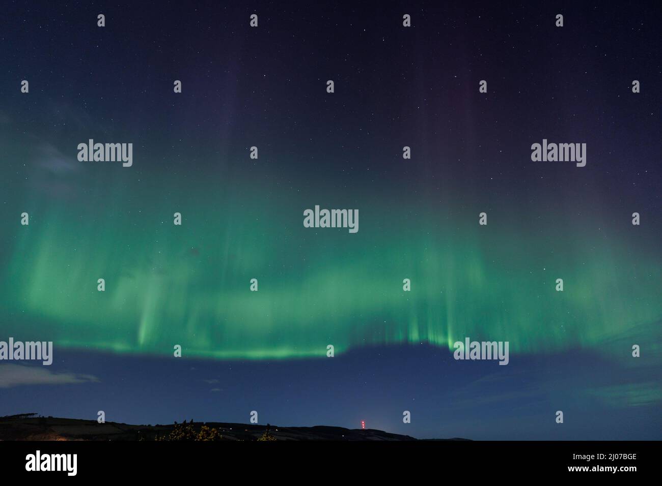 The Northern Lights (Aurora borealis) over the Scottish Highlands Stock ...