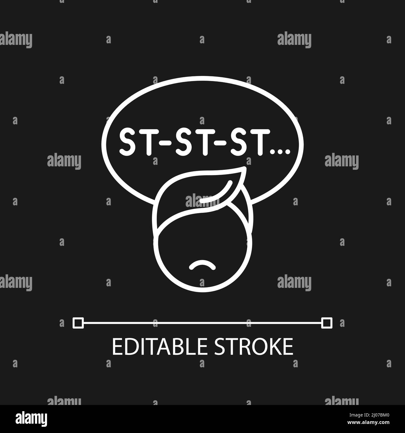 Stuttering child white linear icon for dark theme Stock Vector Image ...