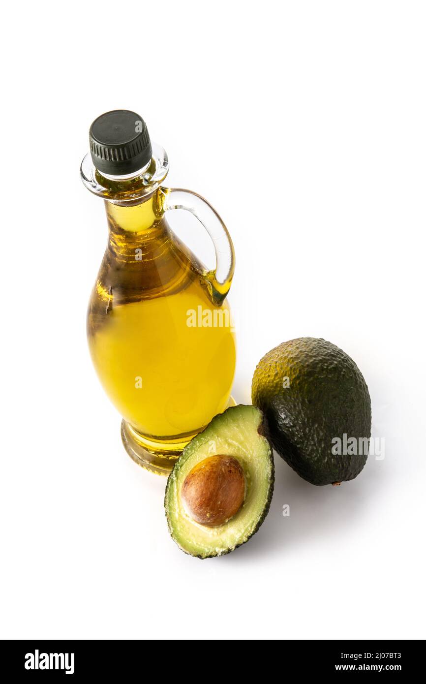 Avocado oil isolated on white background Stock Photo - Alamy