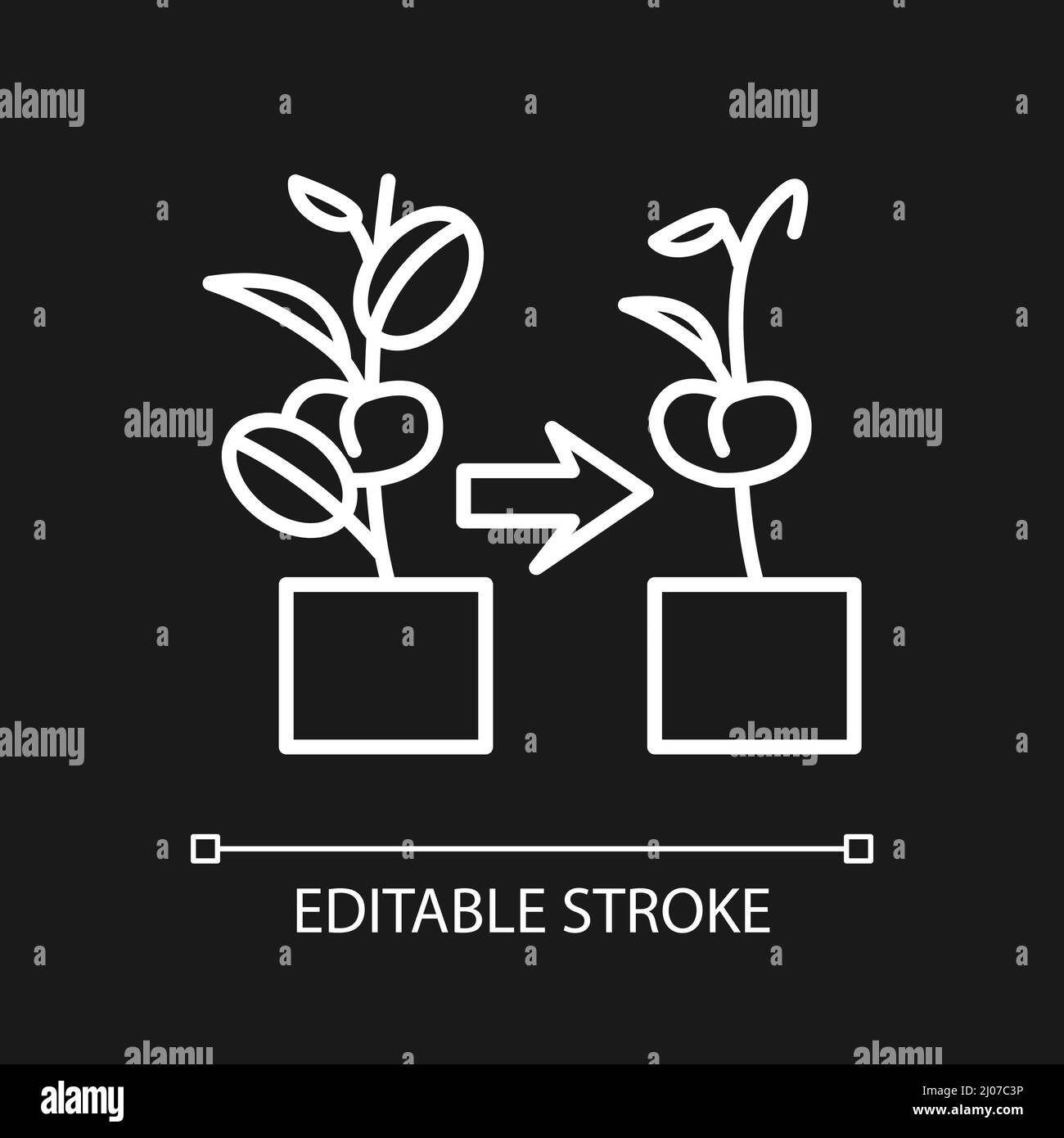 Withered plant white linear icon for dark theme Stock Vector Image ...