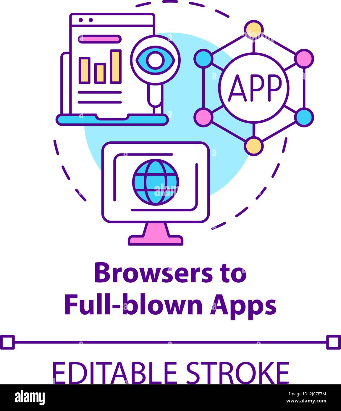 Browsers to full-blown apps concept icon Stock Vector Image & Art - Alamy