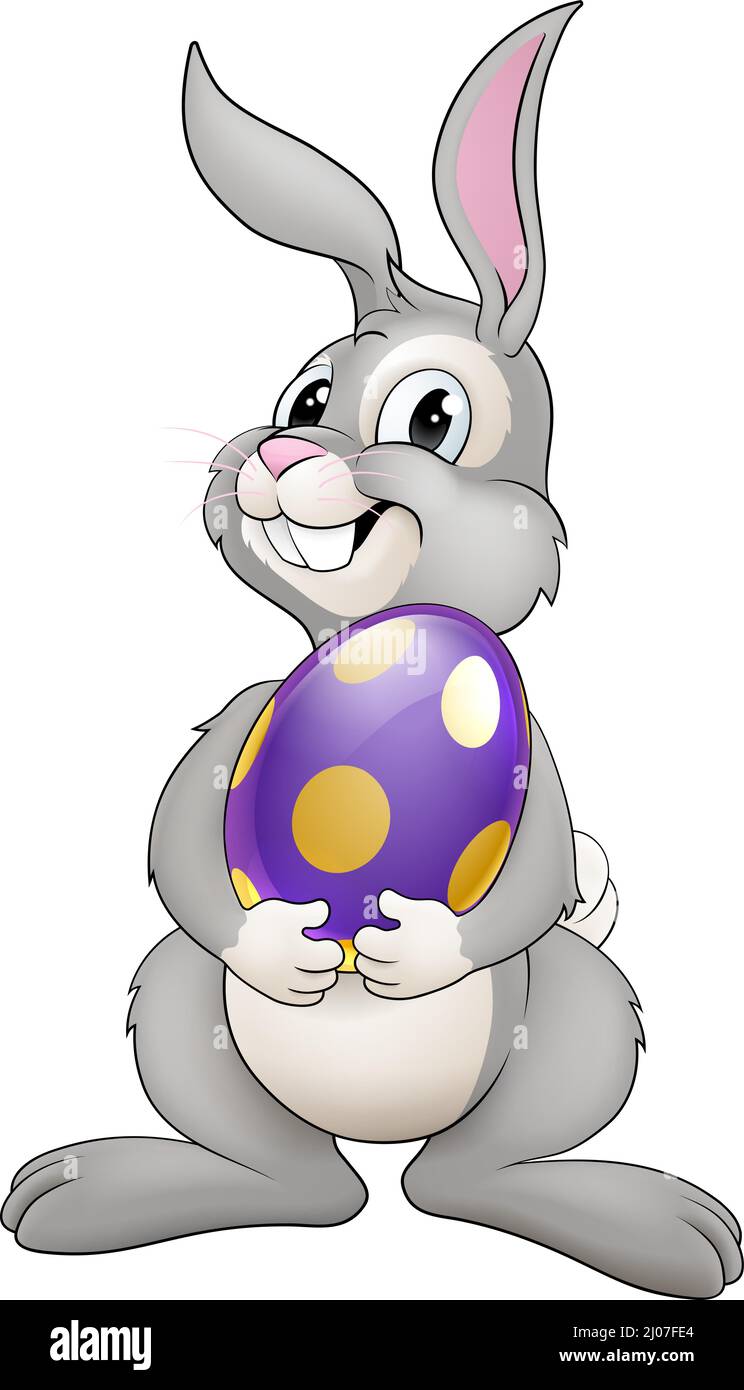 Easter Bunny Cartoon Rabbit With Giant Egg Stock Vector Image & Art - Alamy