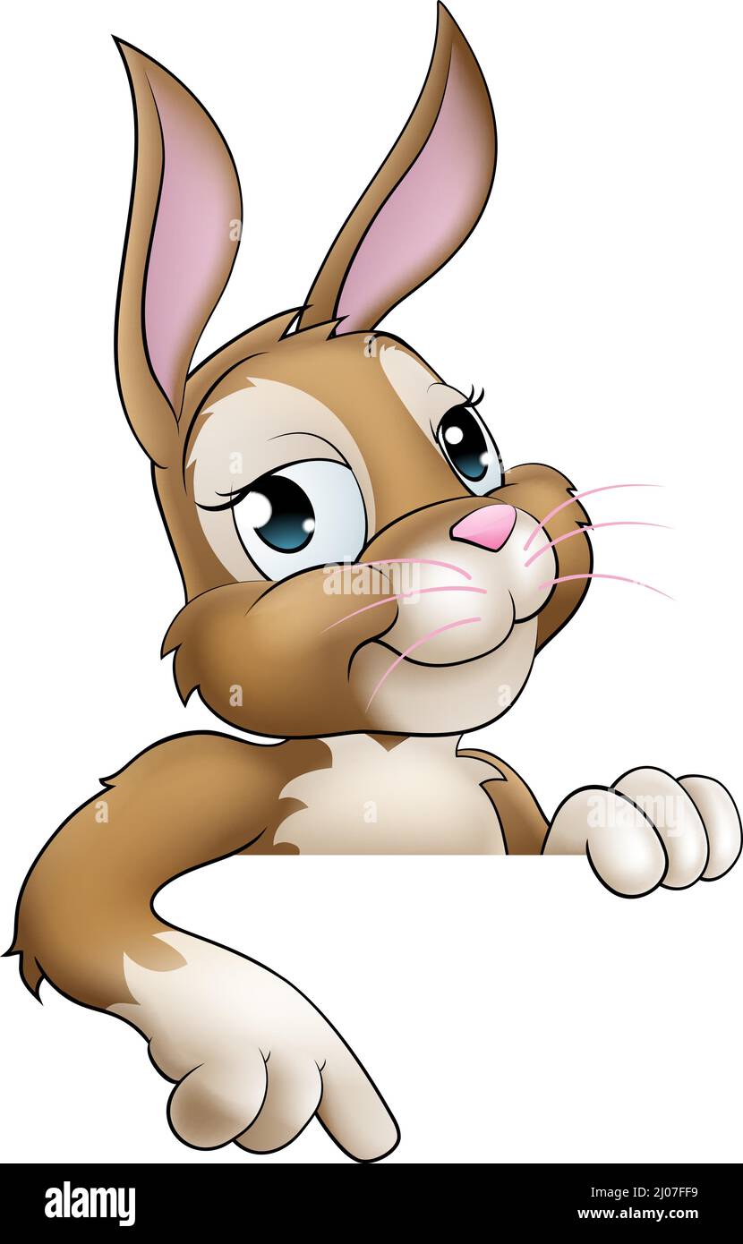Easter Bunny Rabbit Cartoon Character Peeking Sign Stock Vector Image ...
