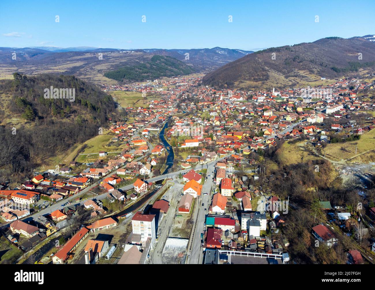 Aerial view with Praid resort - Romania Stock Photo - Alamy