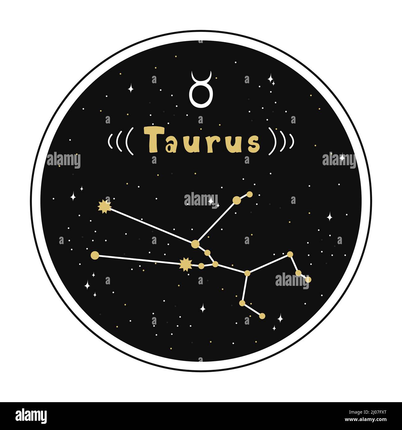 Taurus. Zodiac sign and constellation in a circle. Set of zodiac signs ...