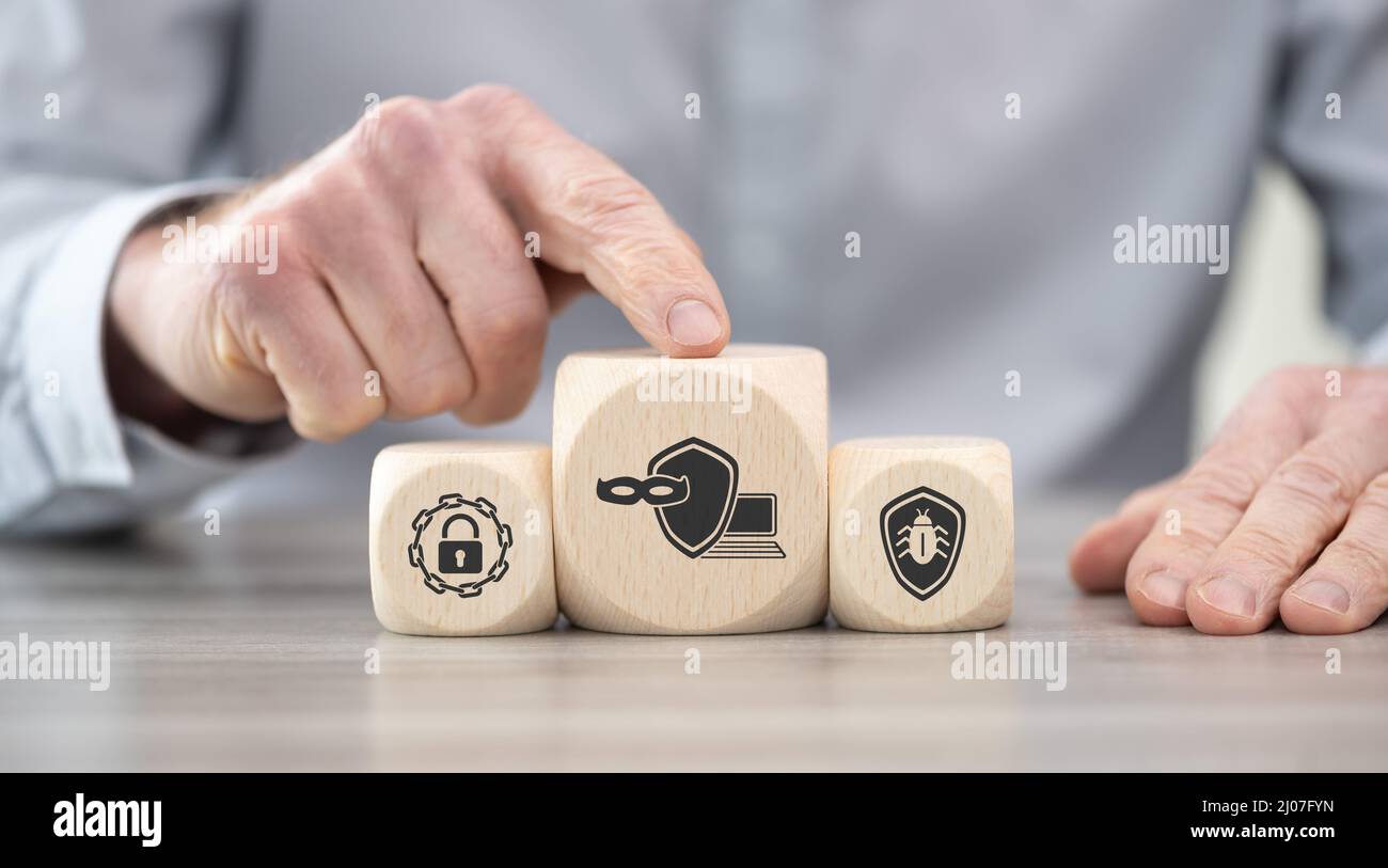 Wooden blocks with symbol of cybersecurity concept Stock Photo - Alamy