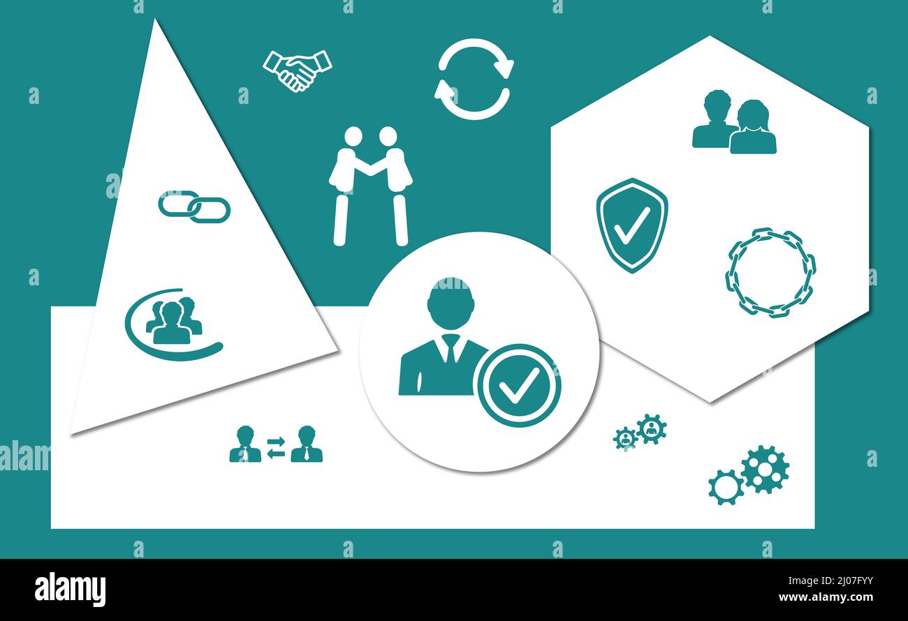 Concept of trust with icons on geometric shapes background Stock Photo ...