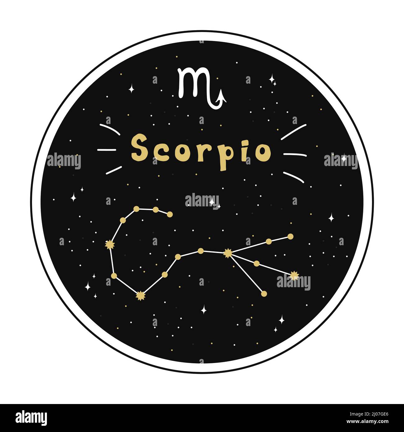 Scorpio. Zodiac sign and constellation in a circle. Set of zodiac signs ...