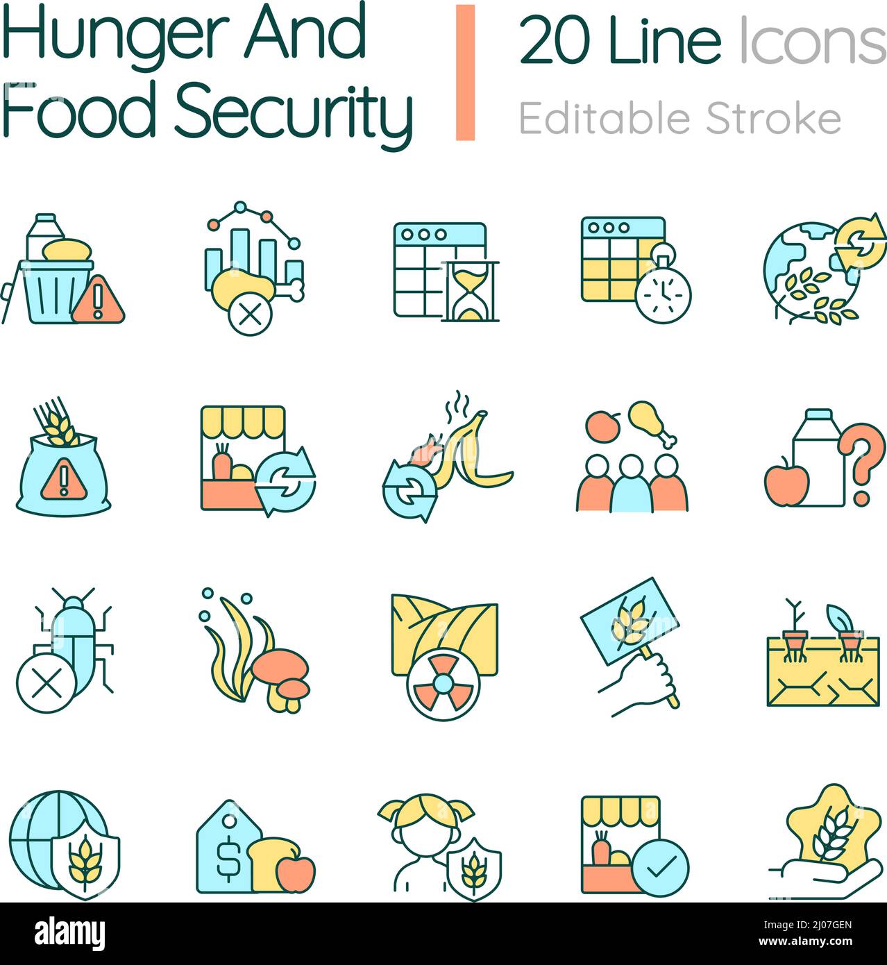 Hunger and food security RGB color icons set Stock Vector Image & Art ...