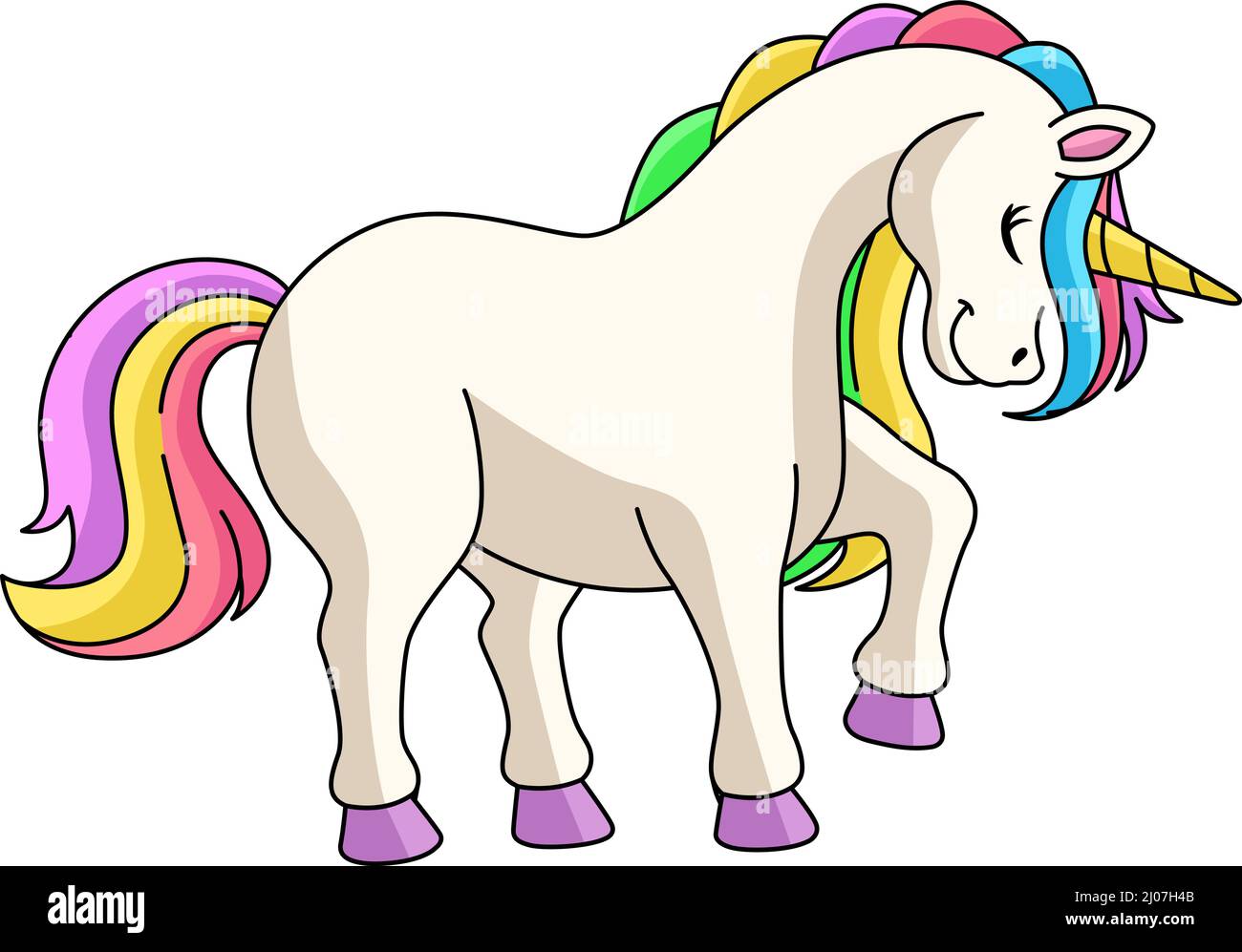 Unicorn In A Forest Cartoon Clipart Stock Vector Image & Art - Alamy