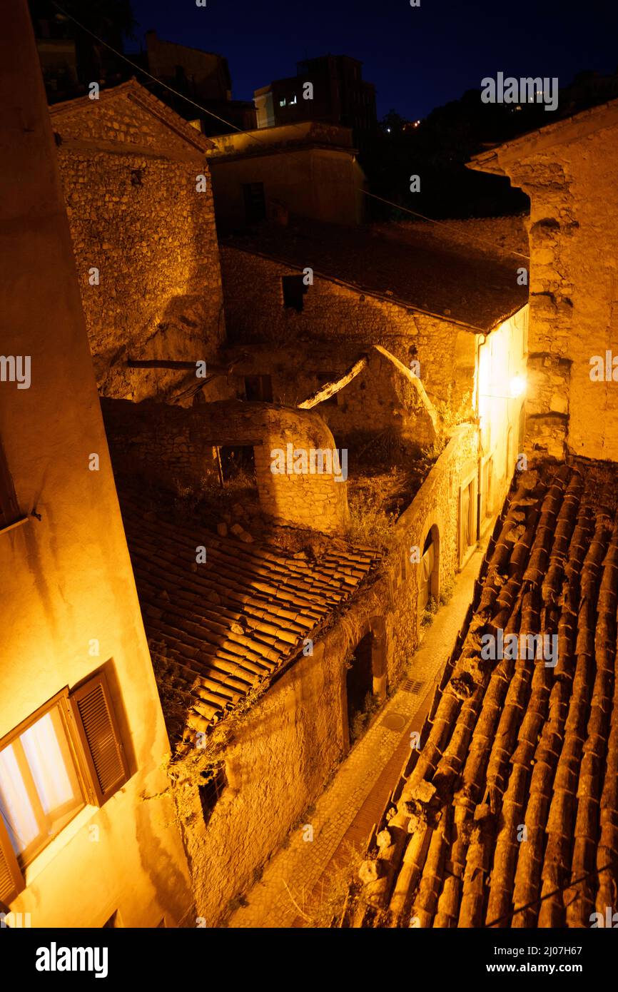 View of Veroli, historic town in Frosinone province, Lazio, Italy, at ...