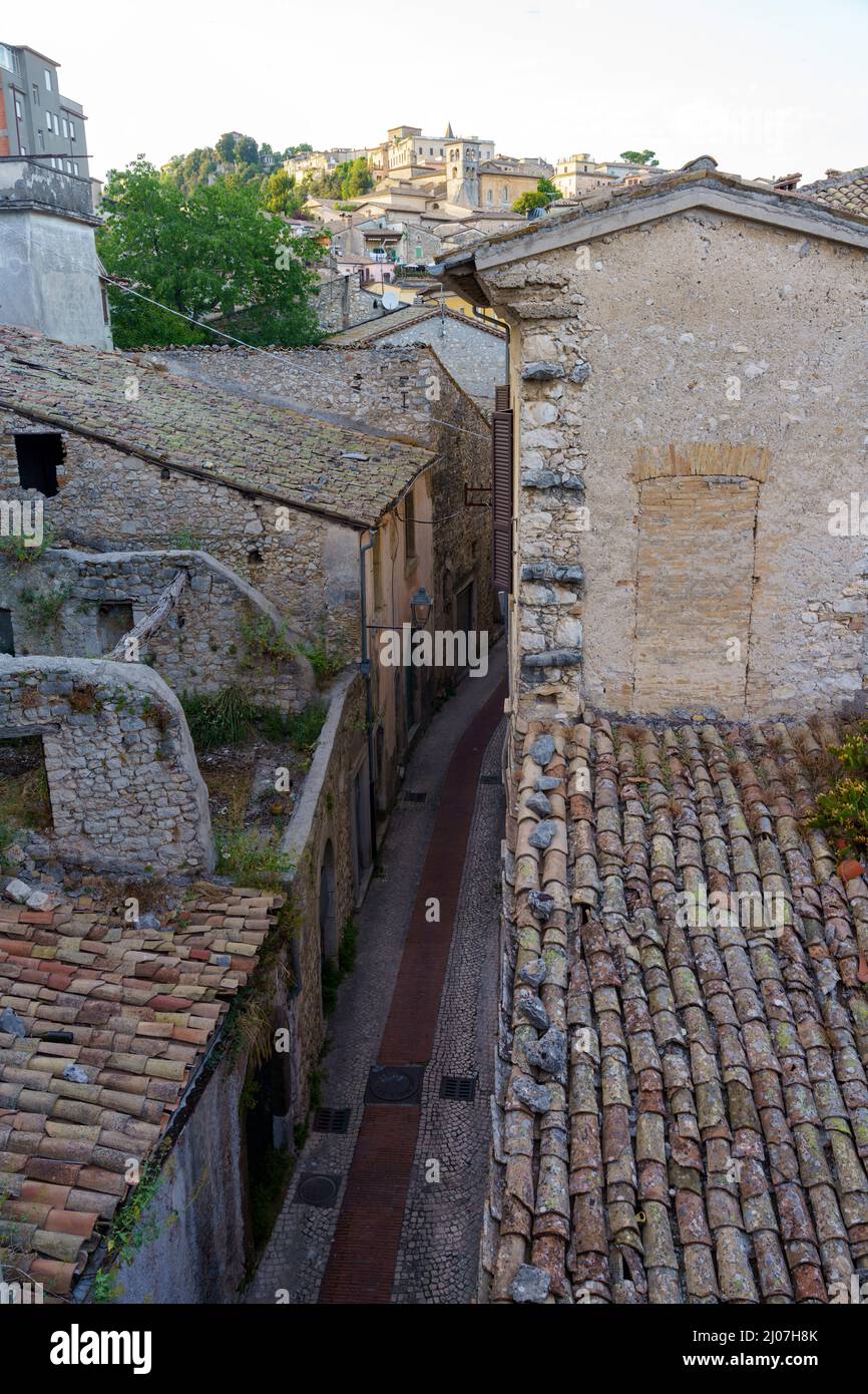 View of Veroli, historic town in Frosinone province, Lazio, Italy, at ...