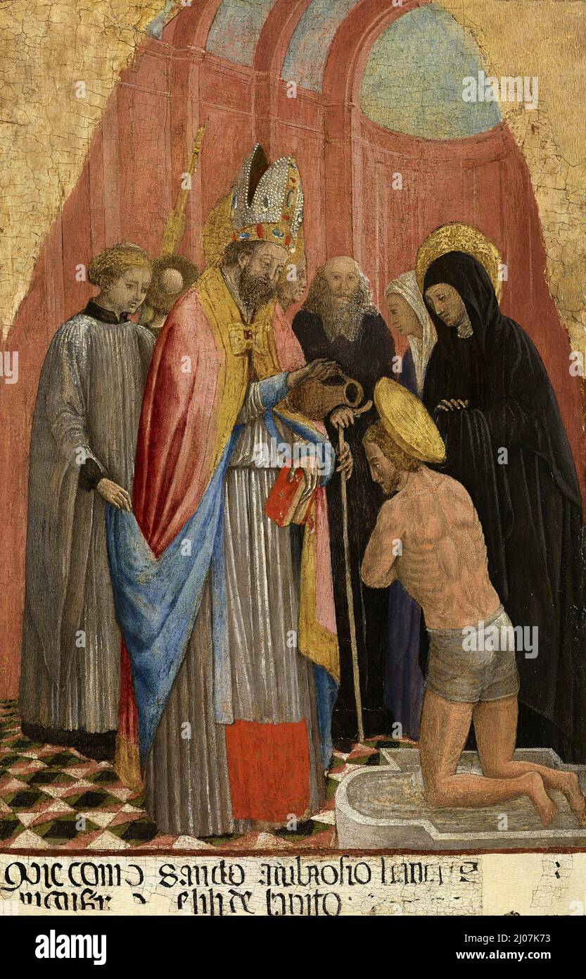 The Baptism of Saint Augustine by Saint Ambrose. Museum: Accademia ...