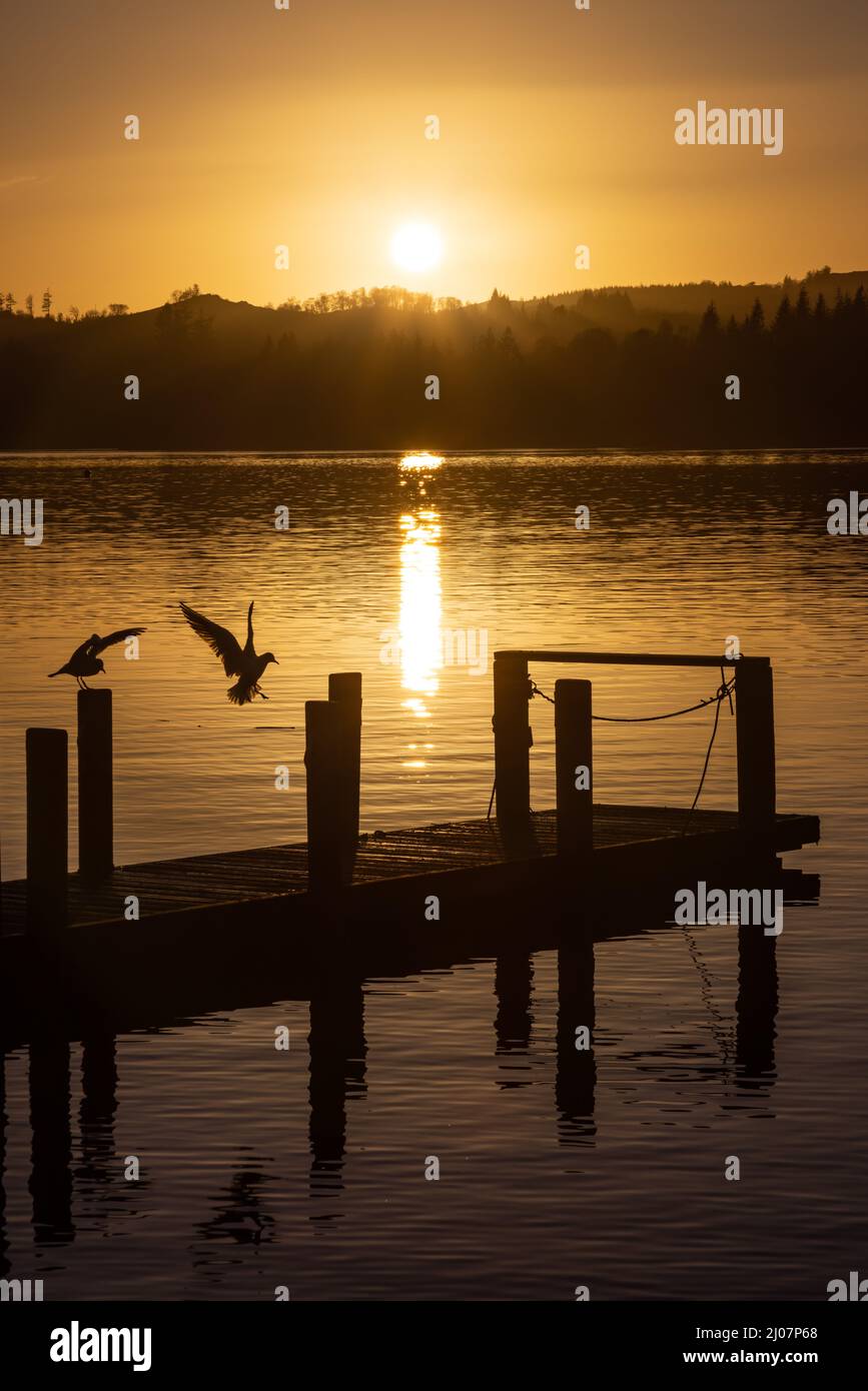 Sunset on Lake Windermere Stock Photo - Alamy