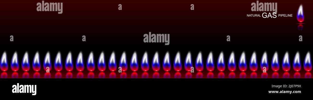 Pipeline gas from Russia. Horizontal banner, site header. Realistic ...
