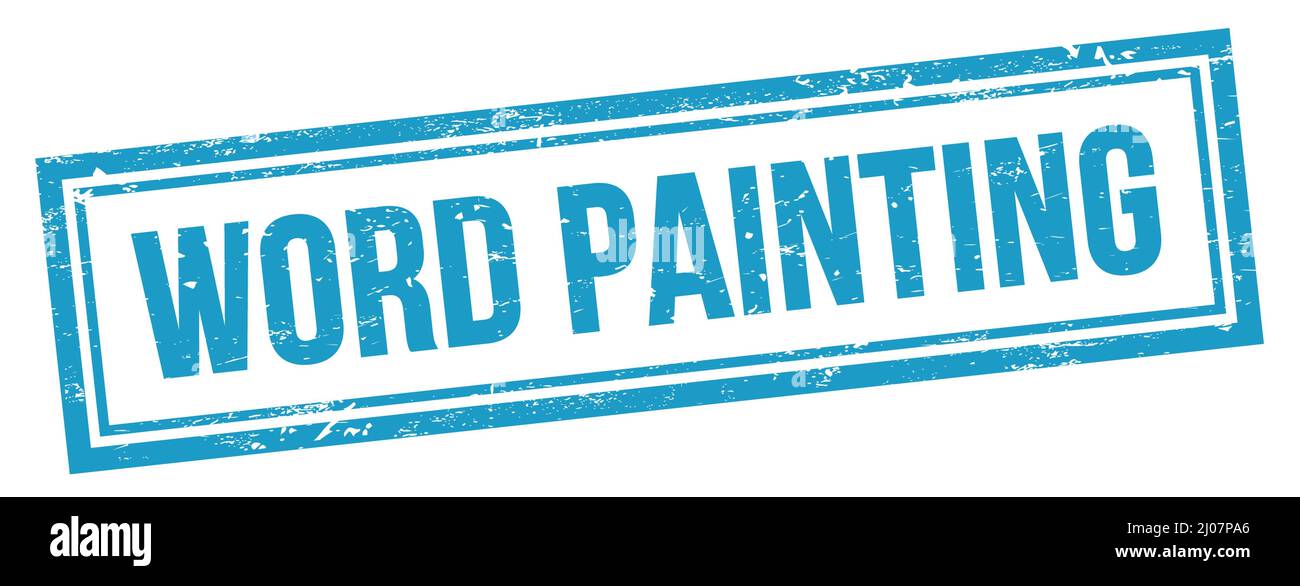 WORD PAINTING text on blue grungy vintage rectangle stamp Stock Photo ...