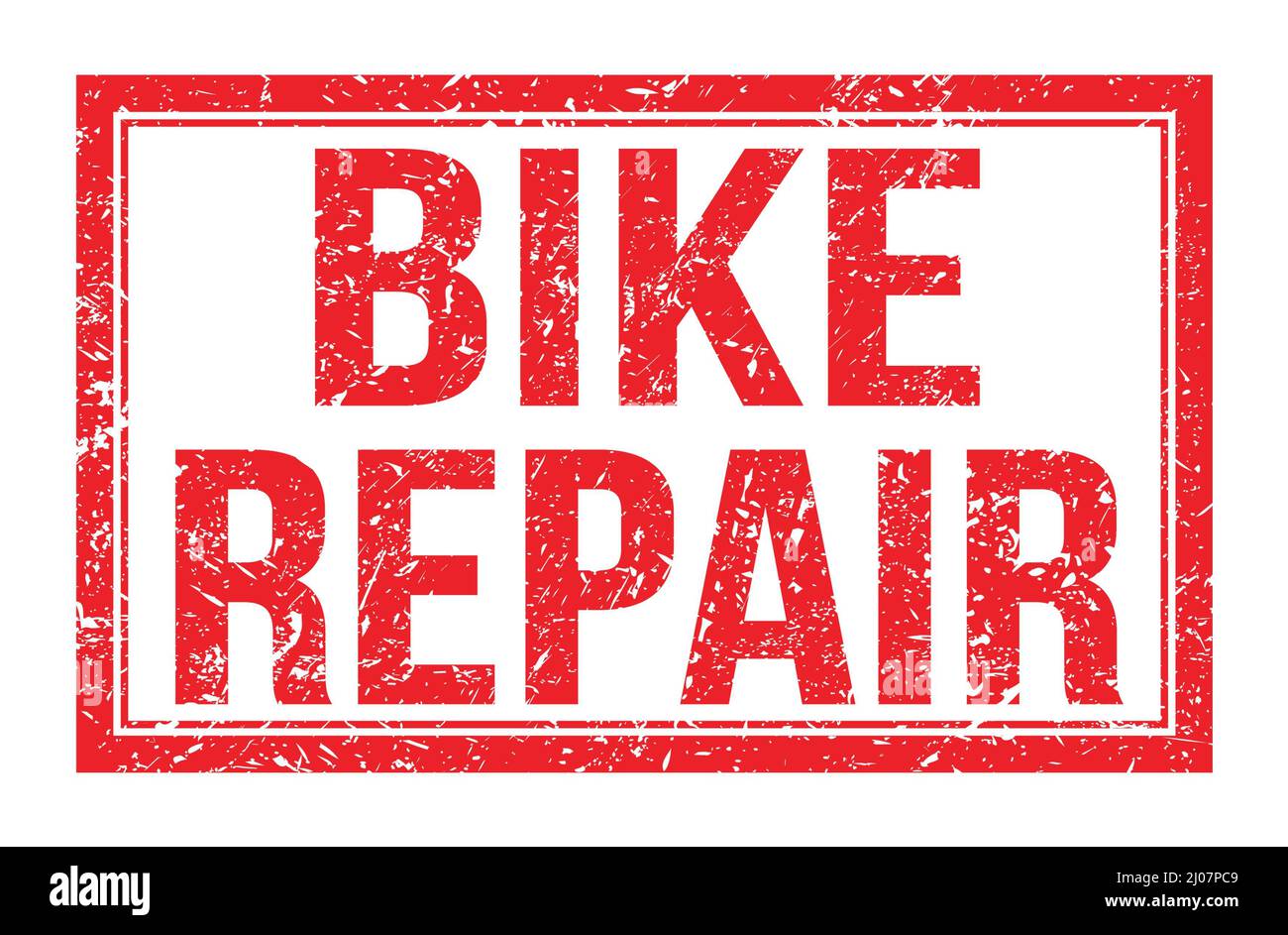 BIKE REPAIR, words written on red rectangle stamp sign Stock Photo - Alamy