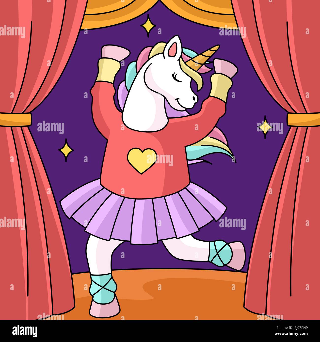 Unicorn Ballerina Dancing Colored Cartoon Stock Vector Image & Art - Alamy