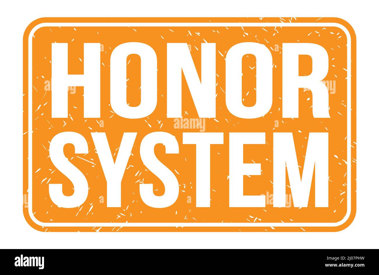HONOR SYSTEM, words written on orange rectangle stamp sign Stock Photo ...
