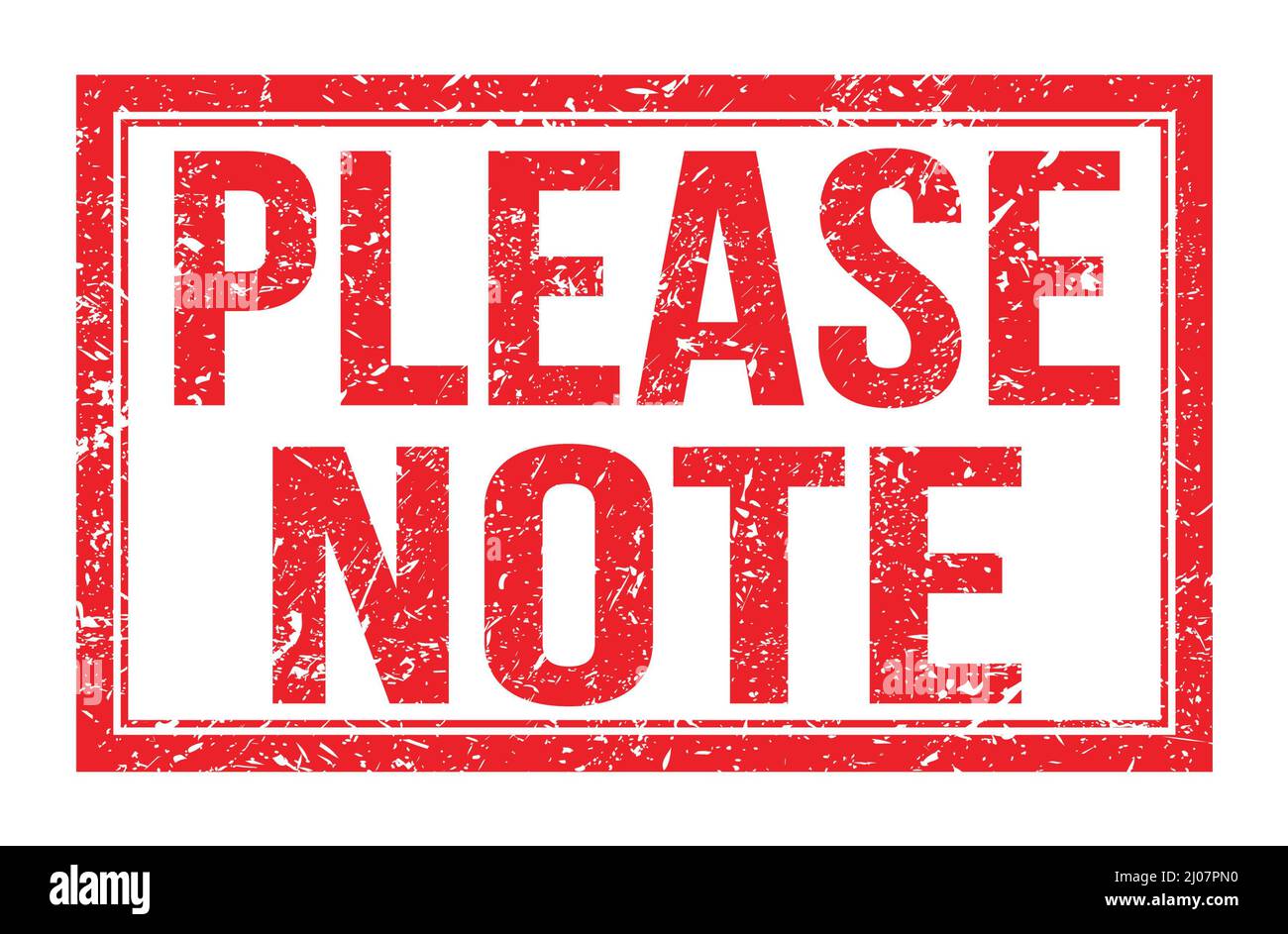 PLEASE NOTE, words written on red rectangle stamp sign Stock Photo - Alamy