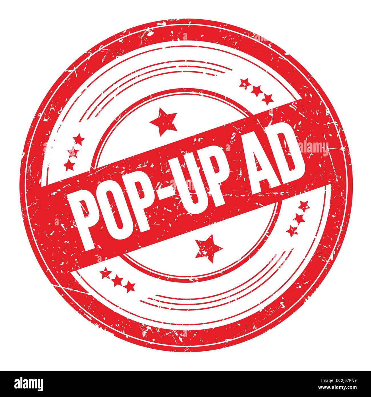 POP-UP AD text on red round grungy texture stamp Stock Photo - Alamy