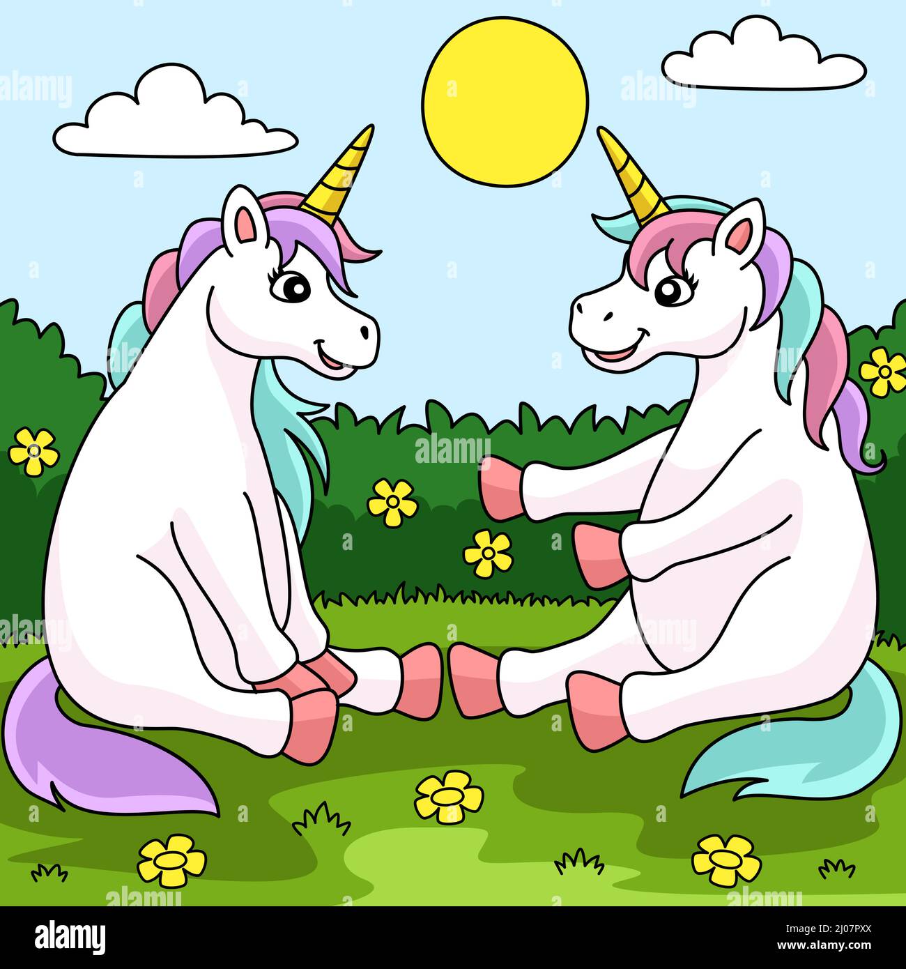 Unicorn Talking With A Friend Colored Stock Vector Image & Art - Alamy
