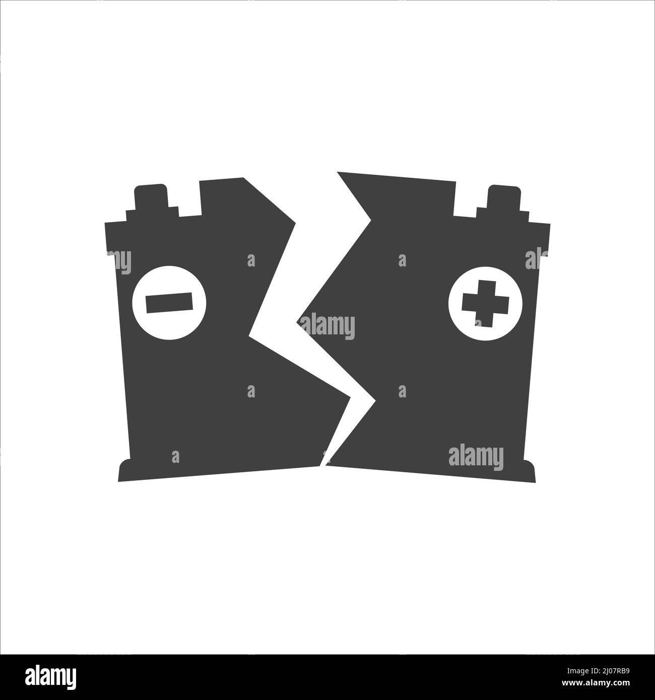 Broken car battery icon on white background Stock Vector Image & Art ...