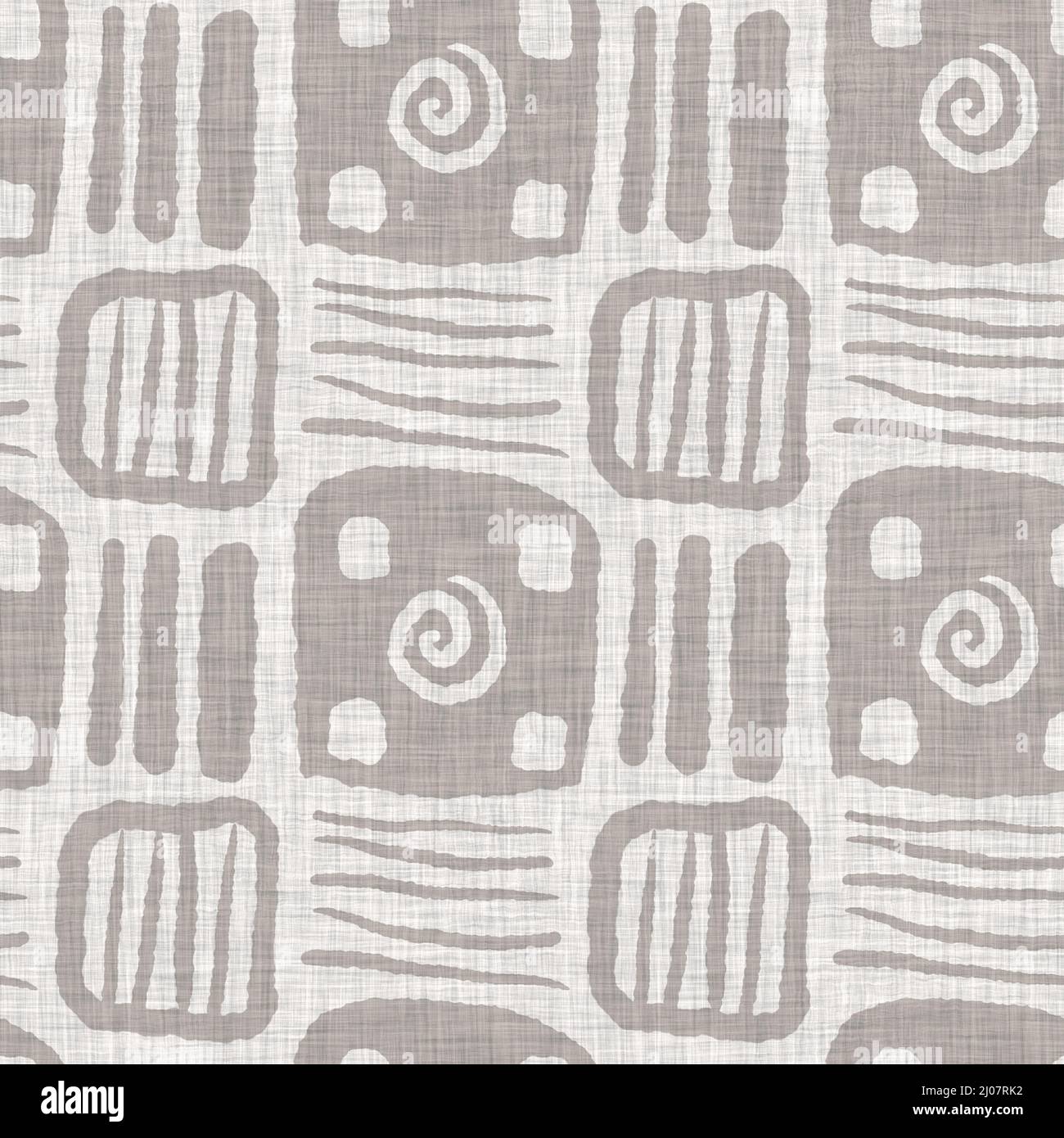 French gray geometric linen seamless pattern. Tonal farmhouse cottage ...