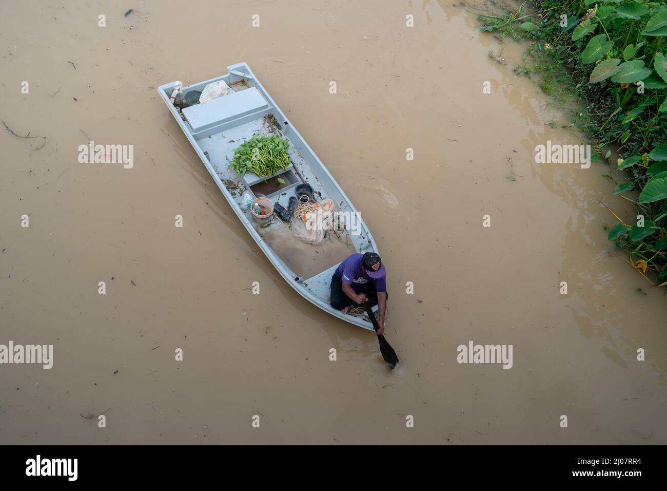 Seberang Perai, Penang, Malaysia - Circa Jun 2018: Local Malays row the ...