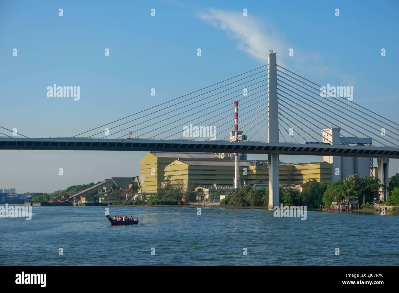 Seberang Perai, Penang, Malaysia - Circa Jun 2018: A boat move under ...