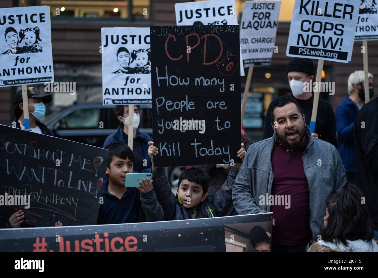 Family members of Anthony Alvarez gather for a protest in Federal Plaza ...