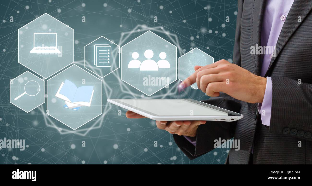 Concept of digital screen, virtual connection icon,diagram, graph ...