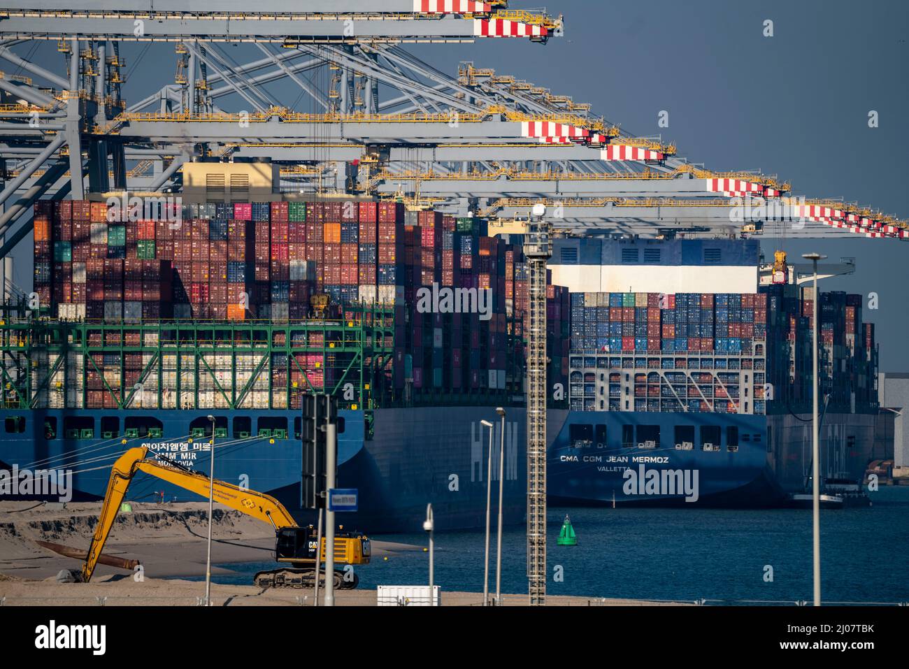 The seaport of Rotterdam, Netherlands, deep-sea port Maasvlakte 2, on ...