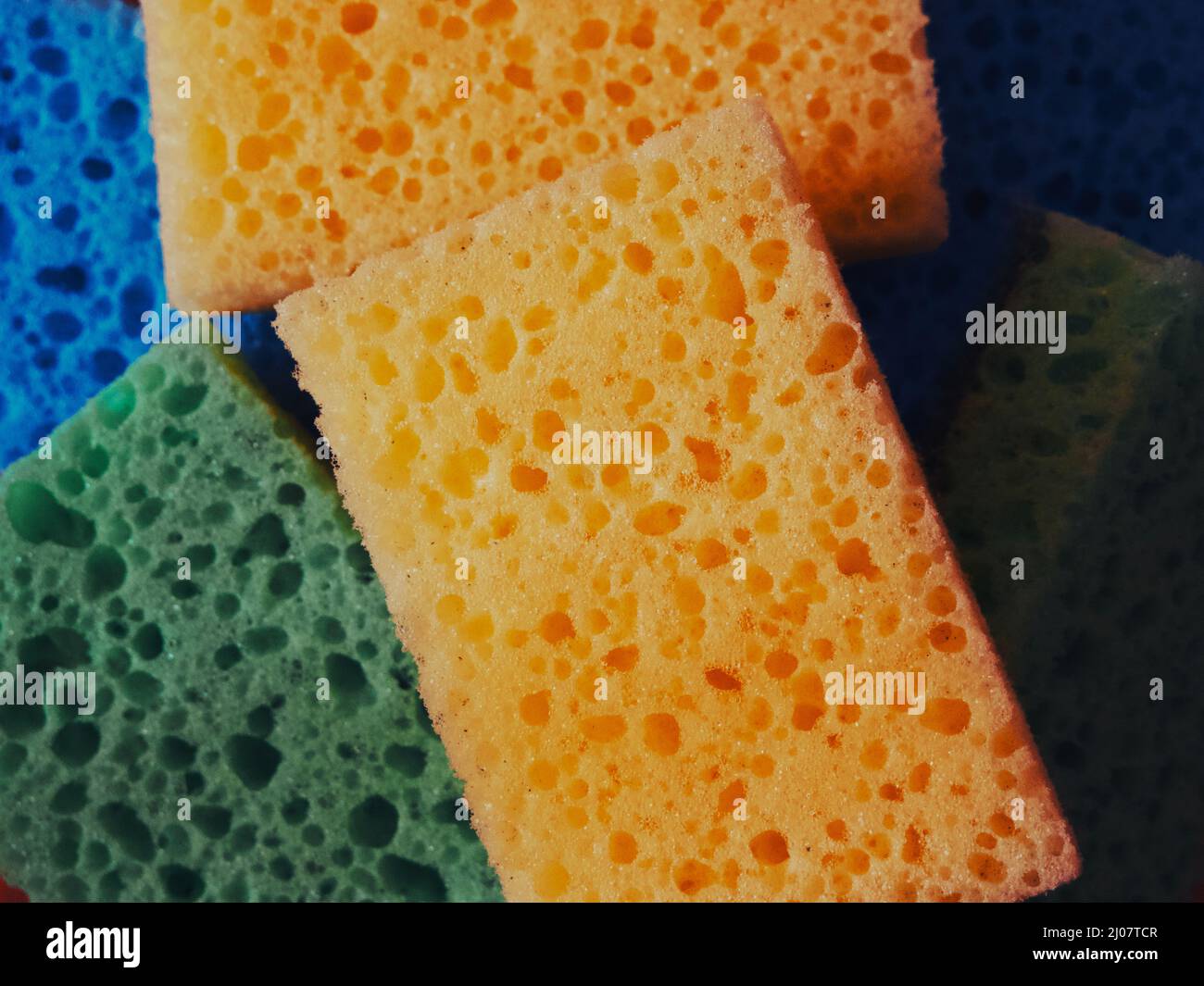 A few colorful sponges, a close-up shot Stock Photo - Alamy